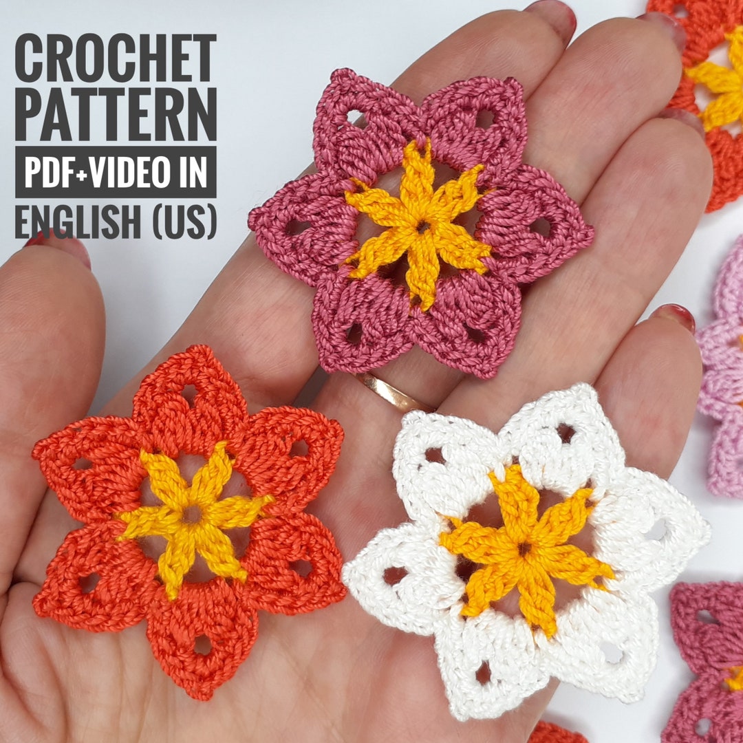 Crochet Small Flower Pattern Crochet Daisy Detailed Pattern Pdf + VIDEO ...