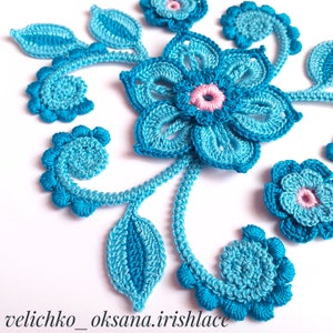 SET Irish Crochet Flower Leaf PATTERN Ireland Lace Motifs - Easy ...