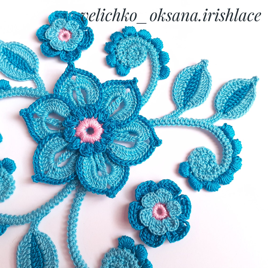 SET Irish Crochet Flower Leaf PATTERN Ireland Lace Motifs Easy Crochet ...