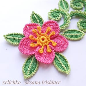 SET Irish Crochet Flower & Leaf Pattern Set Ireland Lace Motifs Easy ...