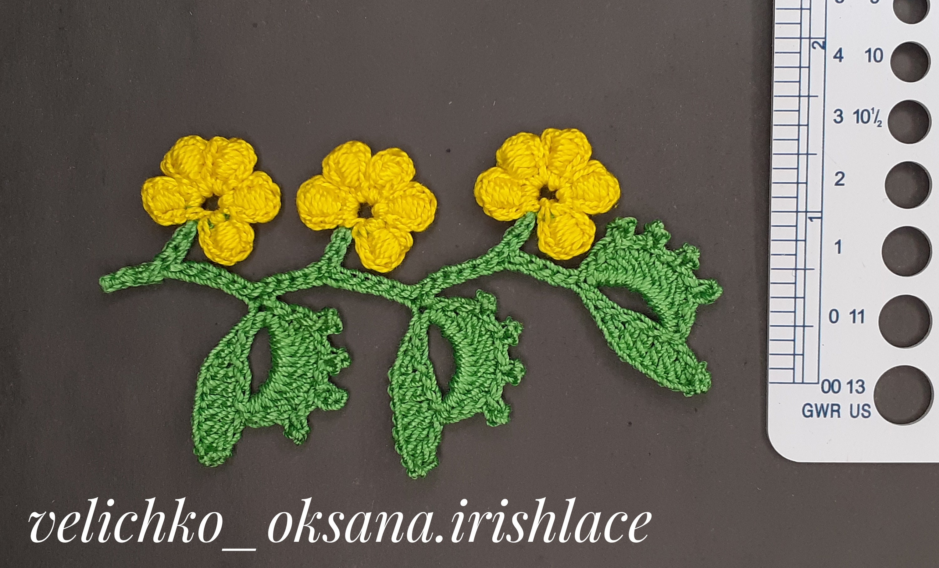 Crochet Branch of Leaves and Flowers Crochet Tutorial PDF Irish Lace ...