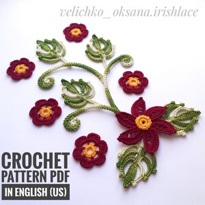Irish Crochet Flower & Leaf Pattern Set: Lace Motifs (PDF Tutorial) - Etsy