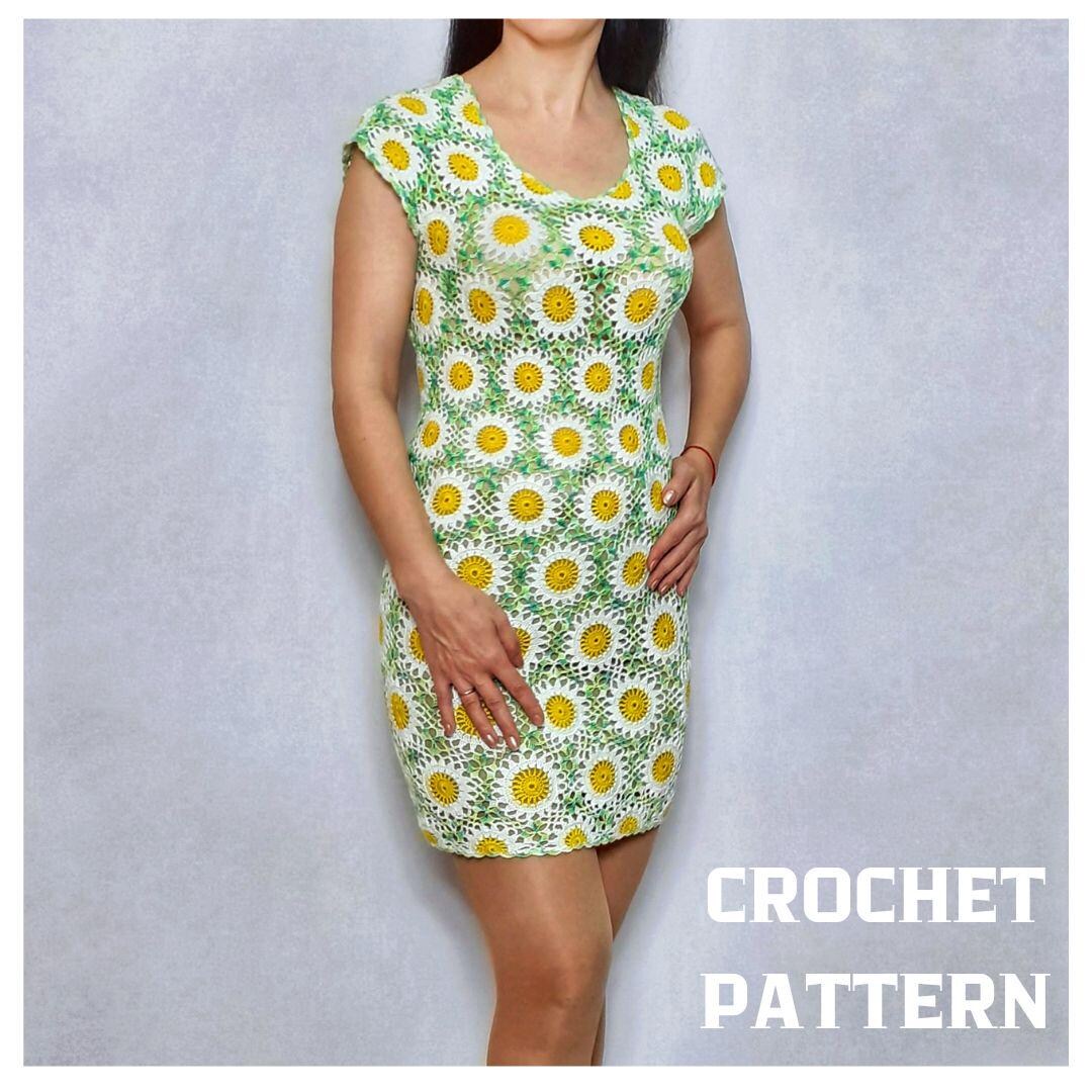 Summer Lace Crochet Mini Dress Crochet Dress Pattern Women Beautiful ...