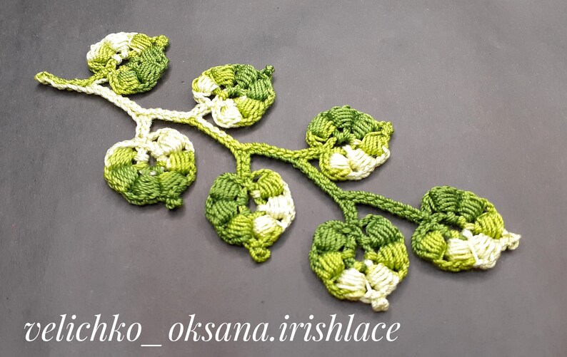 Crochet Branch With Leaves Pattern Irish Lace Branch Pattern Crochet ...