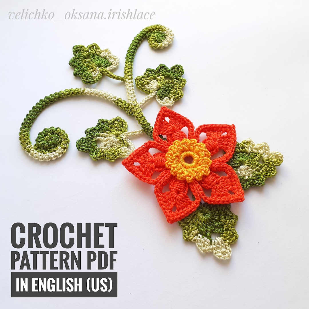 SET Irish Crochet Flower Leaf PATTERN Ireland Lace Motifs - Easy ...