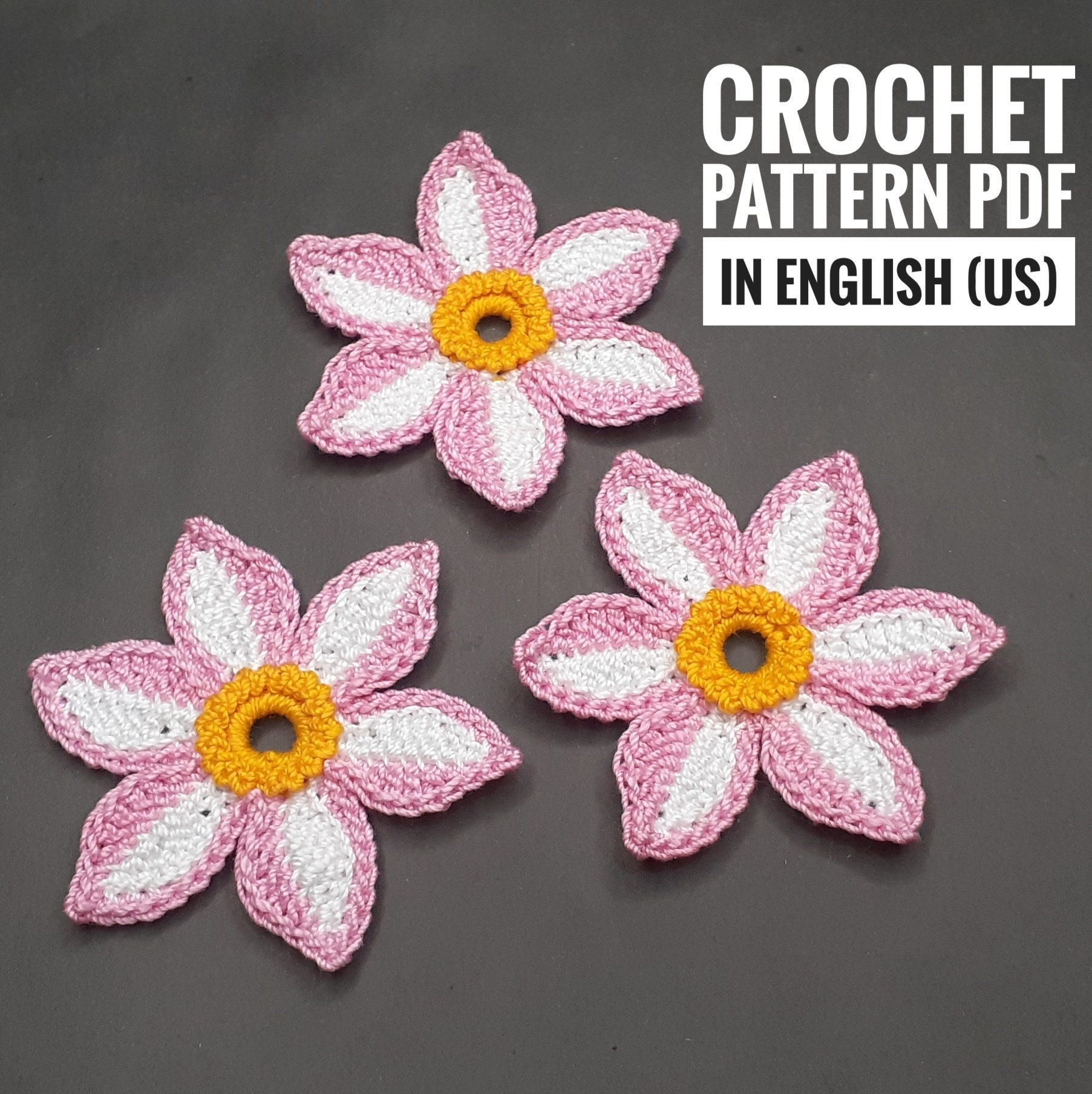 Crochet Flower Pattern Crochet Pattern in English Crochet Pattern Motif ...
