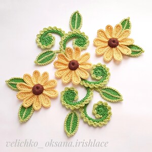 SET Irish Crochet Flower Leaf PATTERN Ireland Lace Motifs - Easy ...