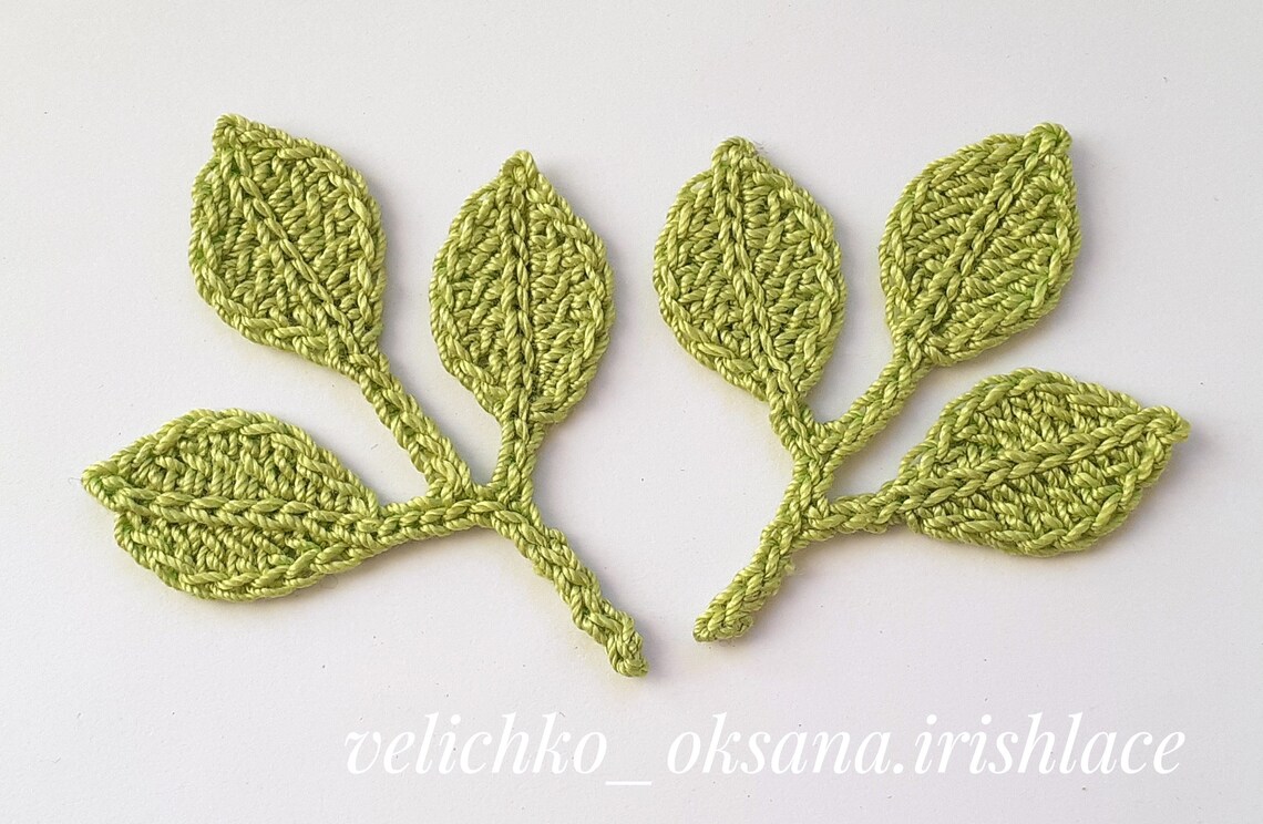 Easy Crochet Branch With Leaves Pattern Detailed Tutorial Crochet Lace Pattern Crochet Easy ...