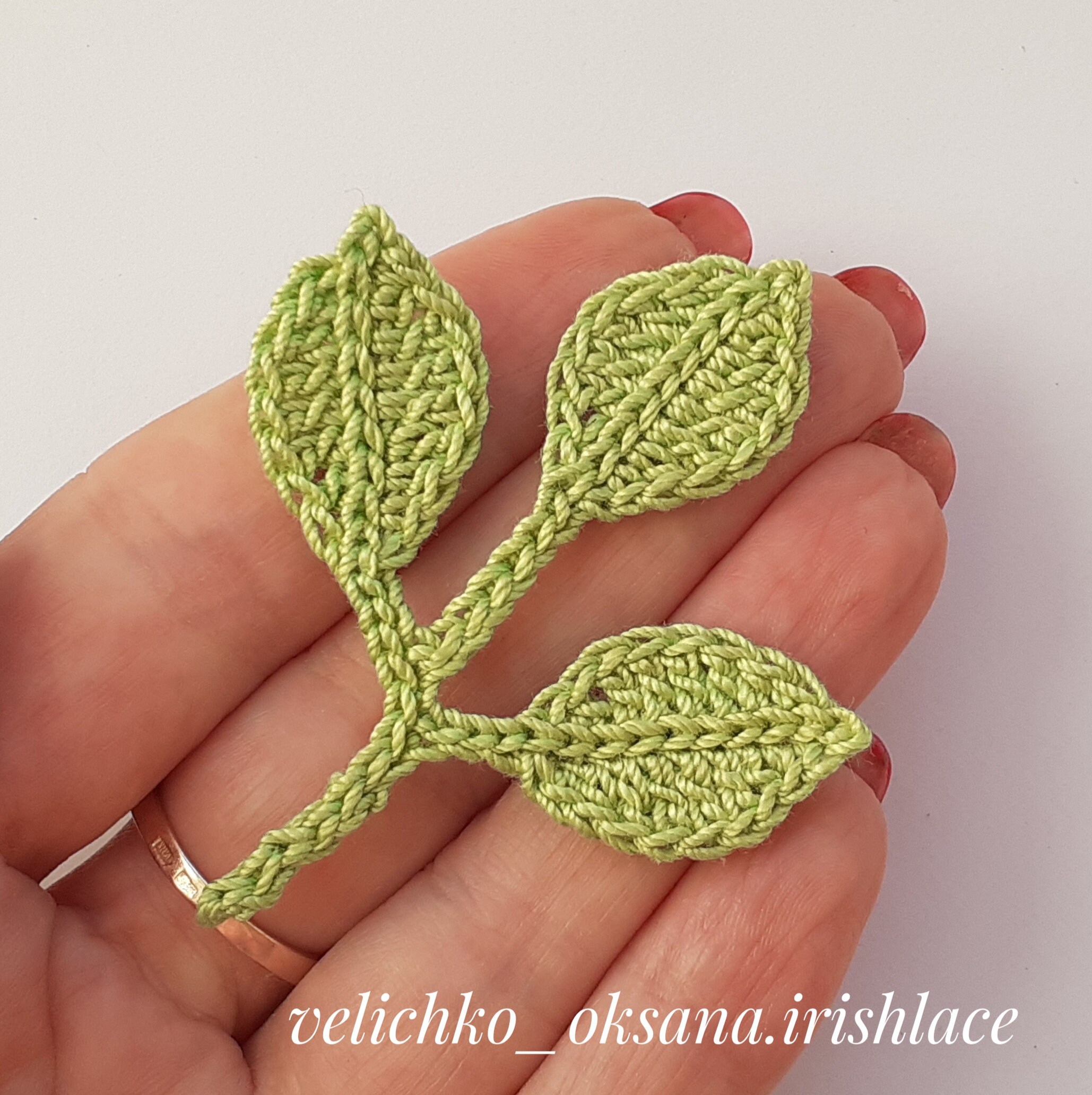 Easy Crochet Branch With Leaves Pattern Detailed Tutorial Crochet Lace ...