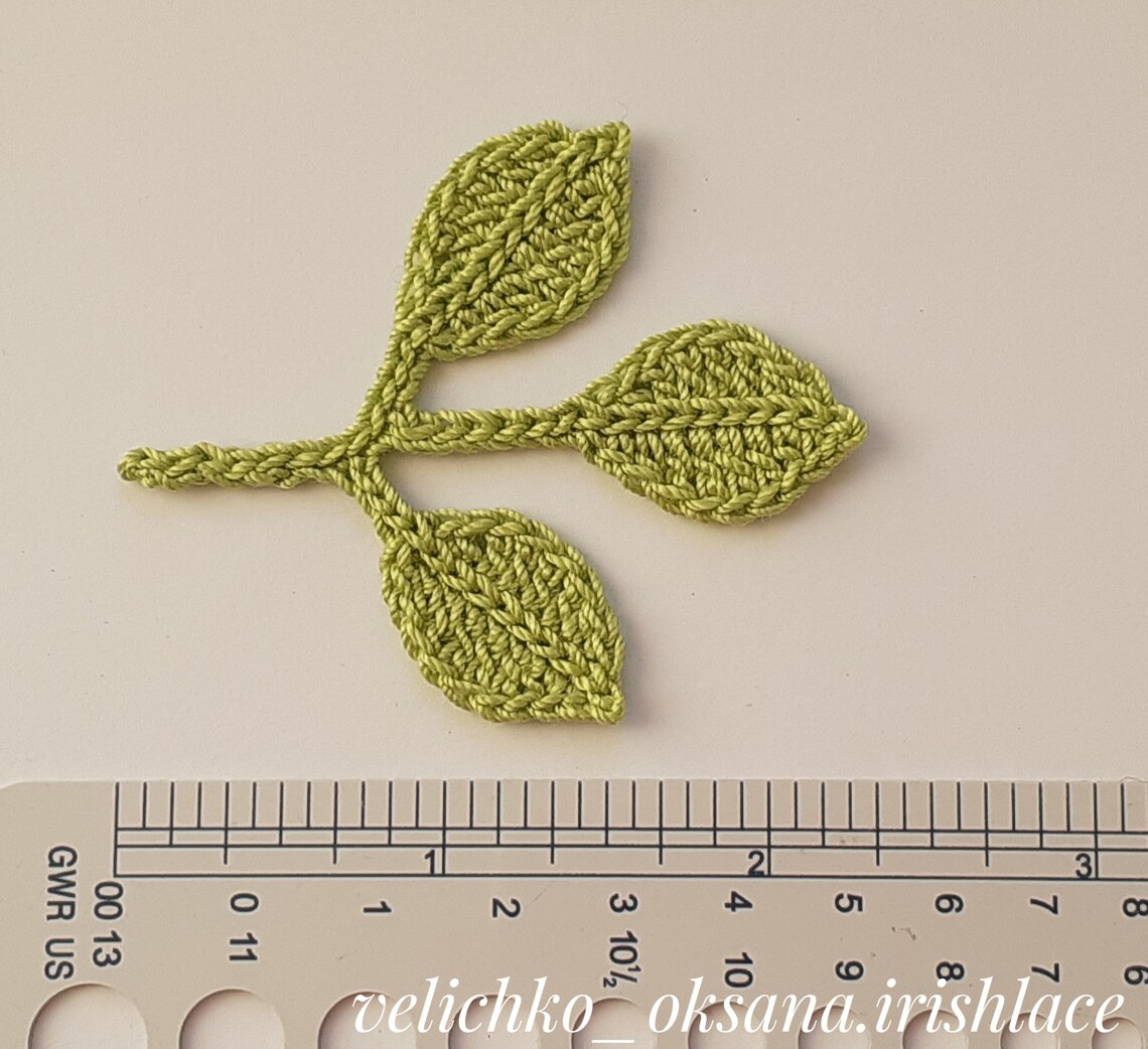 Easy Crochet Branch With Leaves Pattern Detailed Tutorial Crochet Lace ...