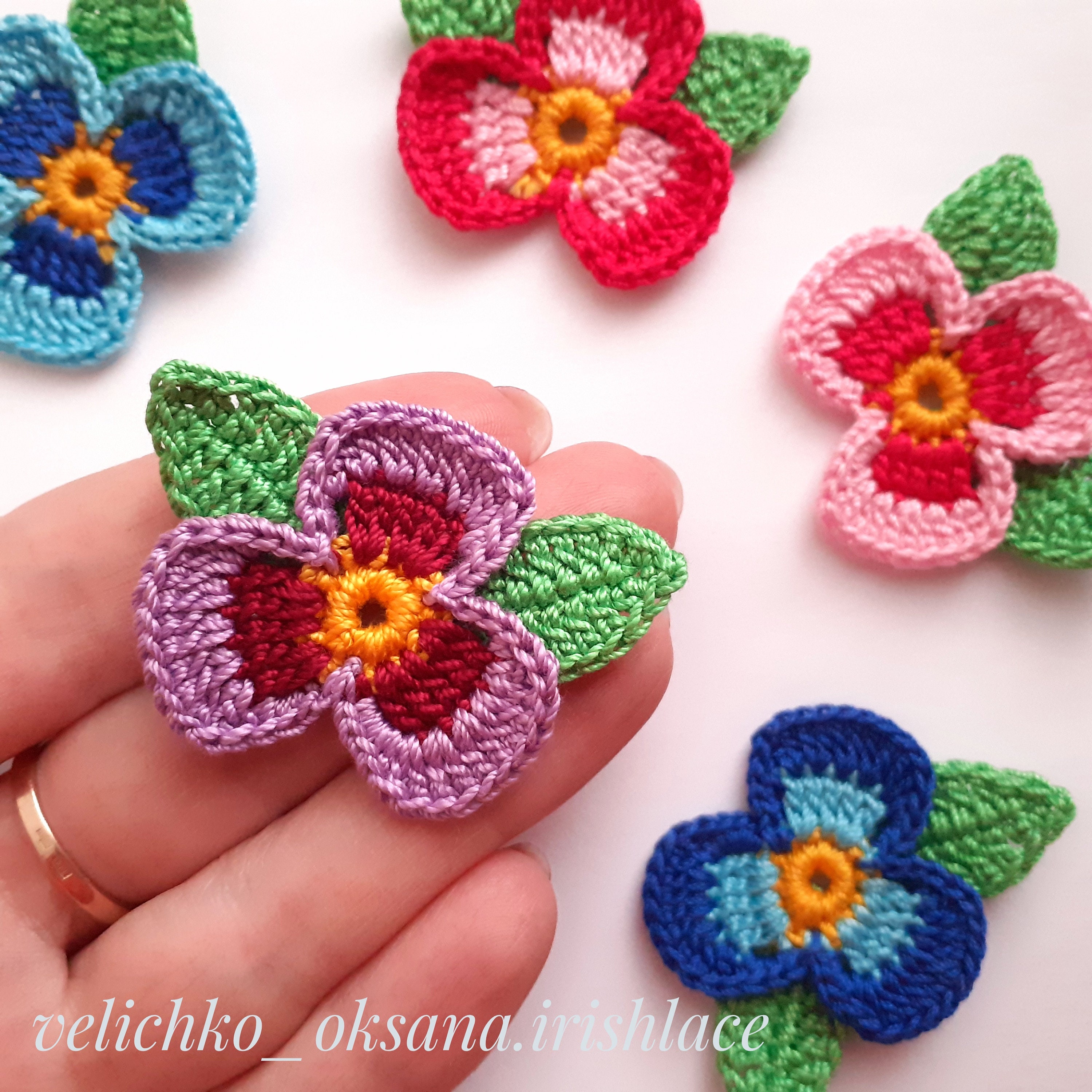 Crochet Pansy and Viola Pattern Crochet Flower Pattern for Pansy Flower ...