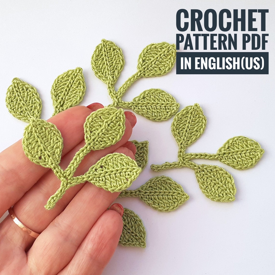 Easy Crochet Branch With Leaves Pattern Detailed Tutorial Crochet Lace ...