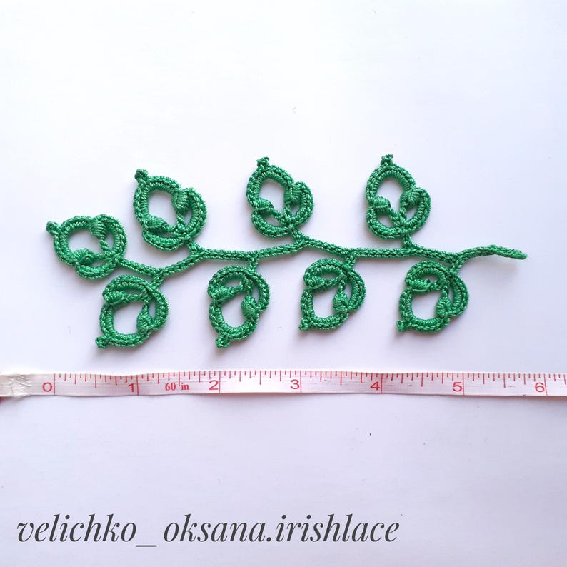 Set of 5 Crochet Patterns. Crochet Leaf Branch Step by Step Crochet ...