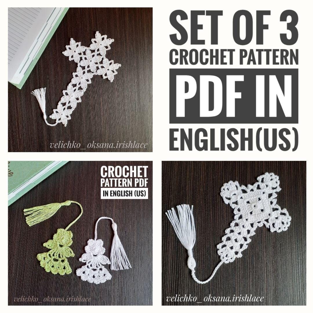 Crochet Pattern Cross Bookmark Crochet Angel Bookmark Crochet Angel ...