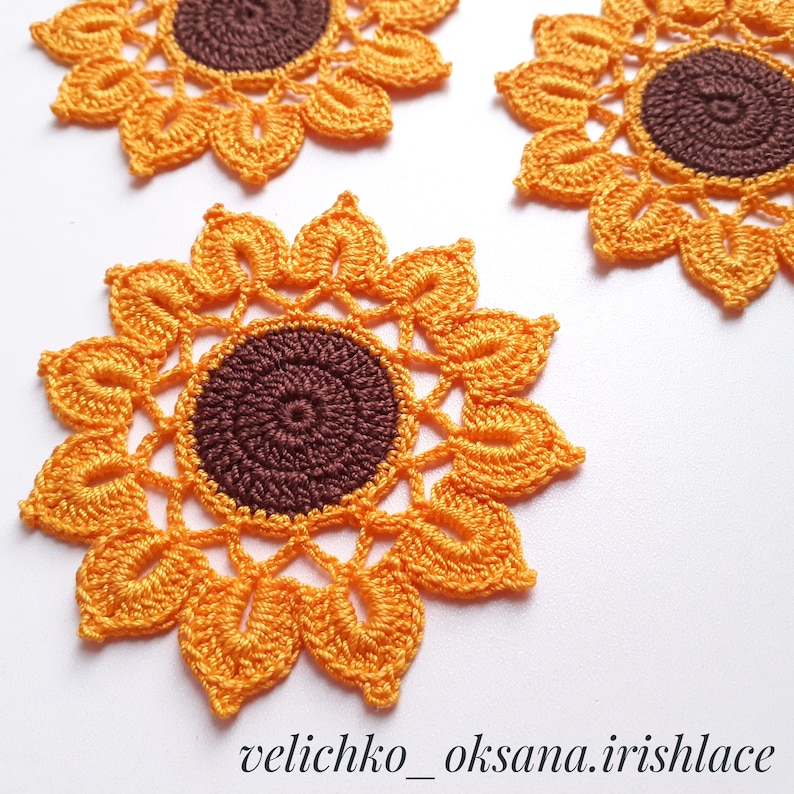 Sunflower Crochet Pattern Irish Lace Crochet Pattern Crochet Flower ...