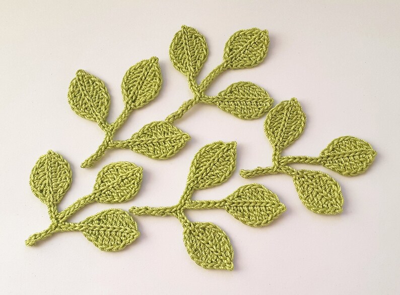 Easy Crochet Branch With Leaves Pattern Detailed Tutorial Crochet Lace ...