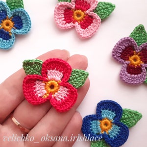 Crochet Pansy and Viola Pattern Crochet Flower Pattern for Pansy Flower ...