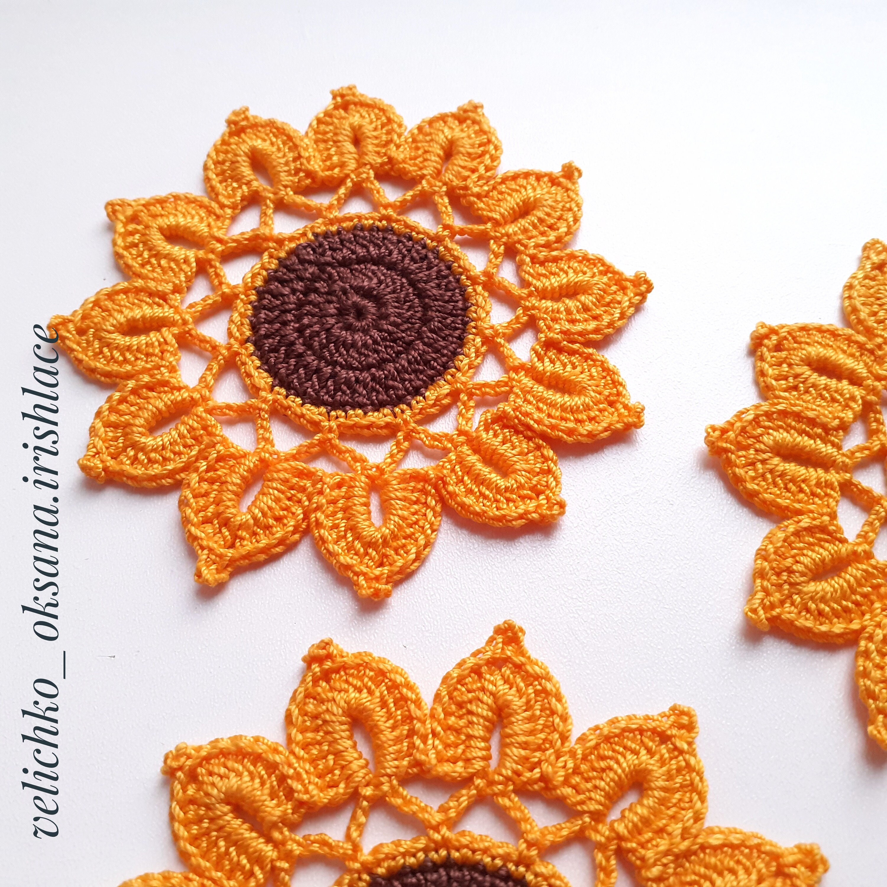 Sunflower Crochet Pattern Irish Lace Crochet Pattern Crochet Flower ...