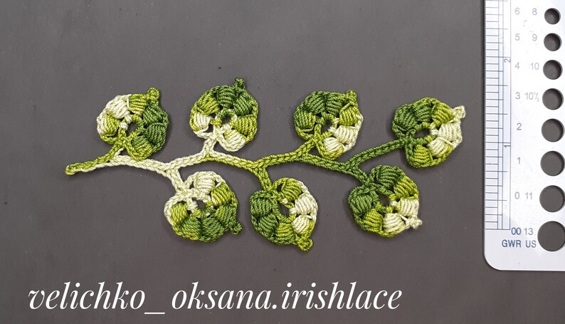 Crochet Branch With Leaves Pattern Irish Lace Branch Pattern Crochet ...