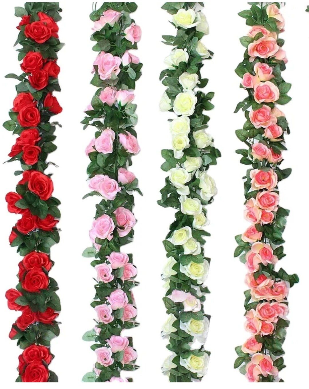 Artificial Rose Silk Vine Flowers|wall Decals Vines Plants|fake Rose ...