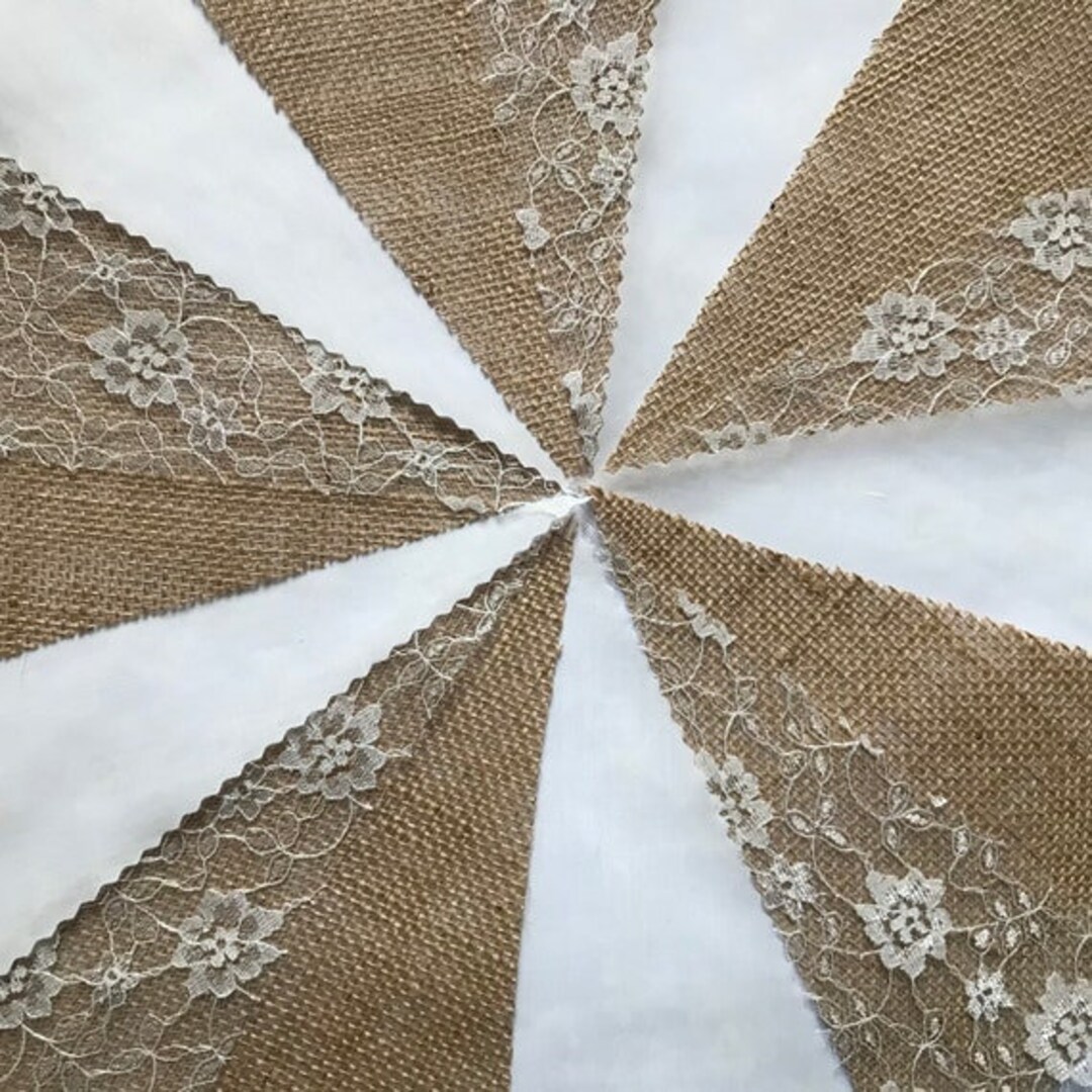 Hessian, Fabric and Lace Bunting.ideal for Decorating Any Venue ...