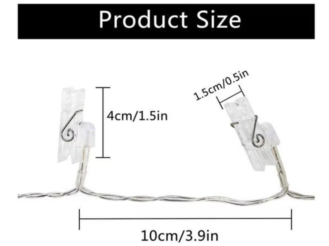 LED Clip Lights Clothes Peg Photo Hanger String Battery Powered - Etsy UK