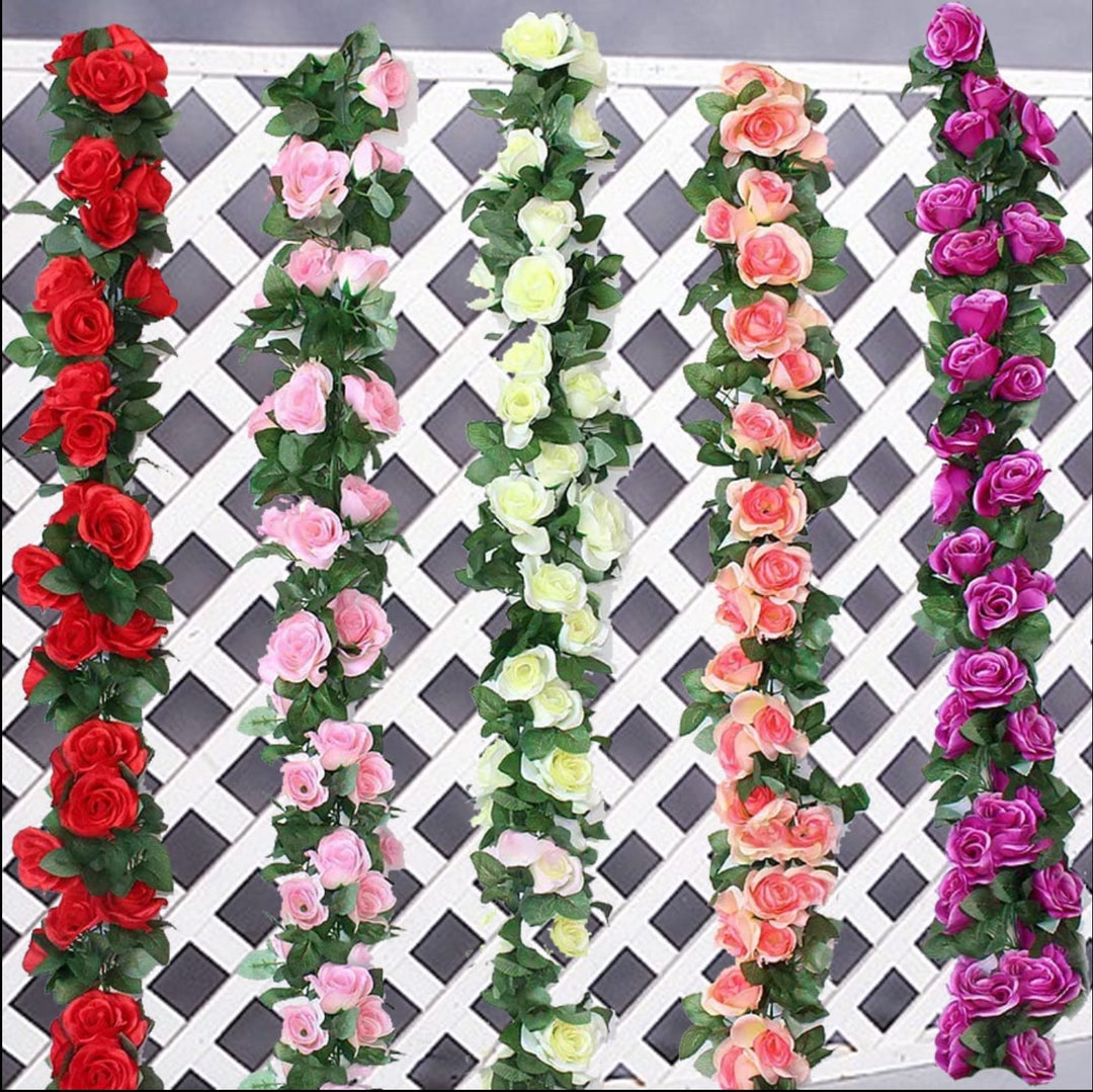 Artificial Rose Silk Vine Flowers|wall Decals Vines Plants|fake Rose ...