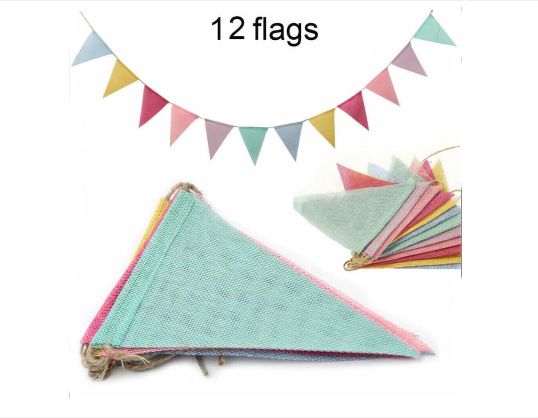 HESSIAN FABRIC BUNTING Multicoloured Rainbow Banner - Etsy