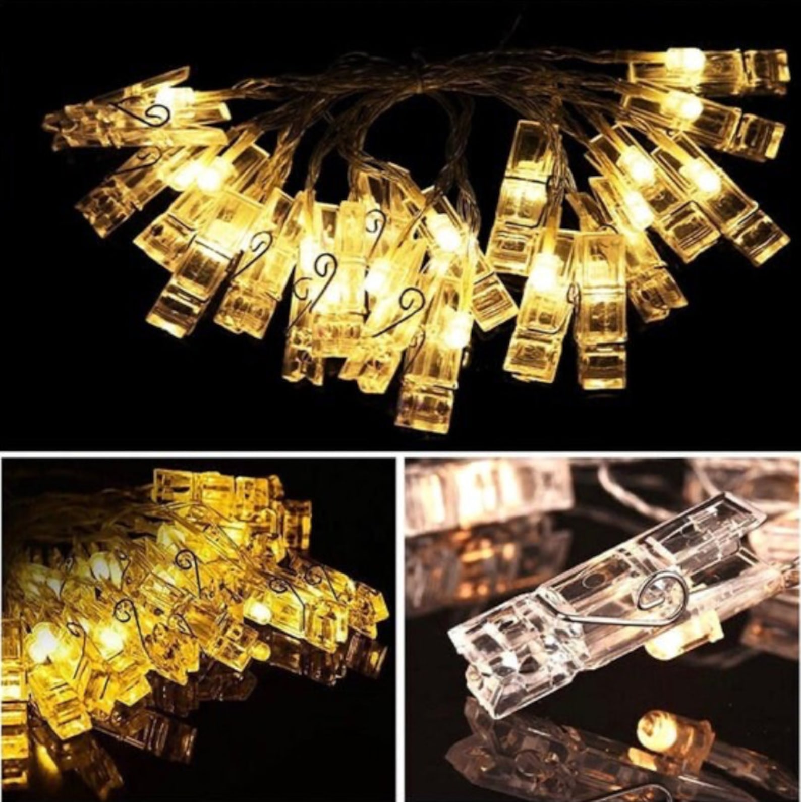 LED Clip Lights Clothes Peg Photo Hanger String Battery Powered - Etsy