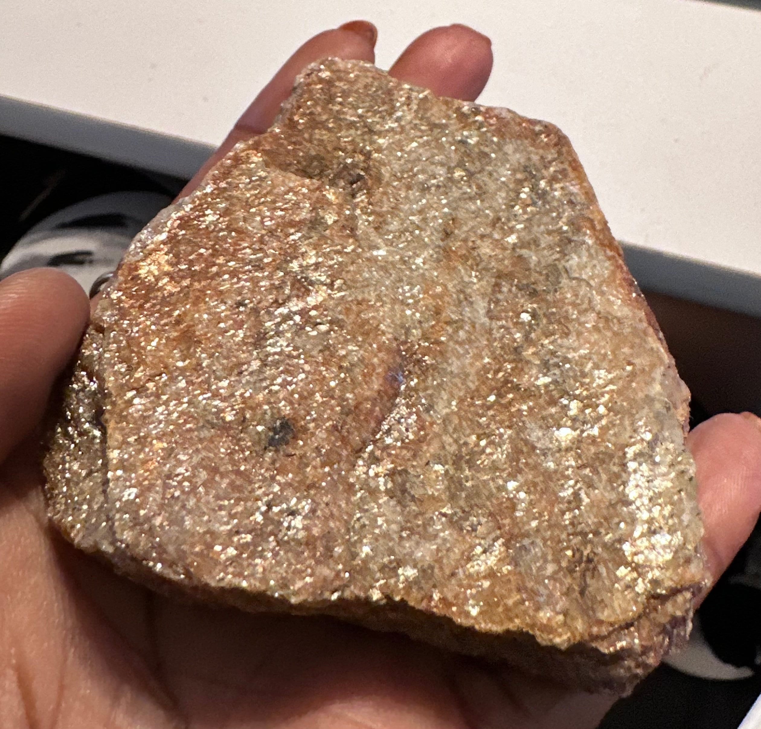 Shimmering Gold Schist Rock Crystalline Layers With Specks of Gold and ...