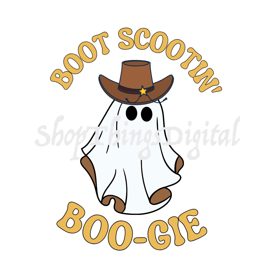 Boot Scootin Boo-gie Ghost Halloween SVG PNG | Halloween SVG | Retro ...