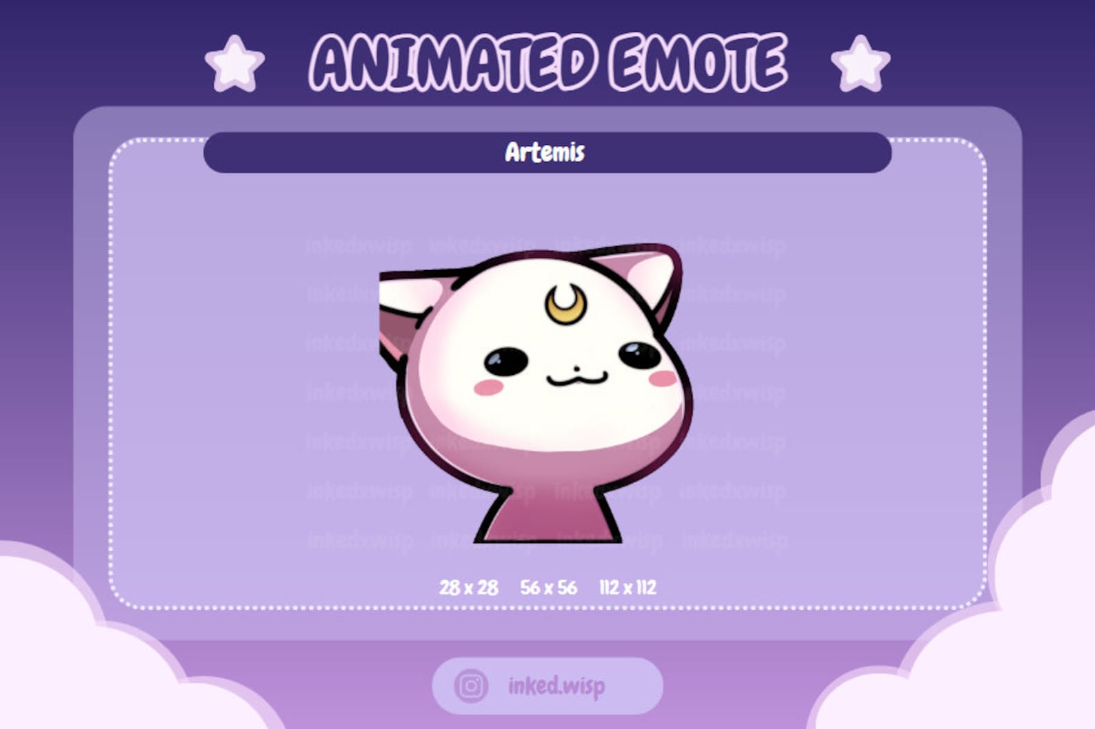 ANIMATED CAT ARTEMIS | Twitch | Discord | Youtube | Streaming | Cute Kawaii Chibi Kitty Emoji ...