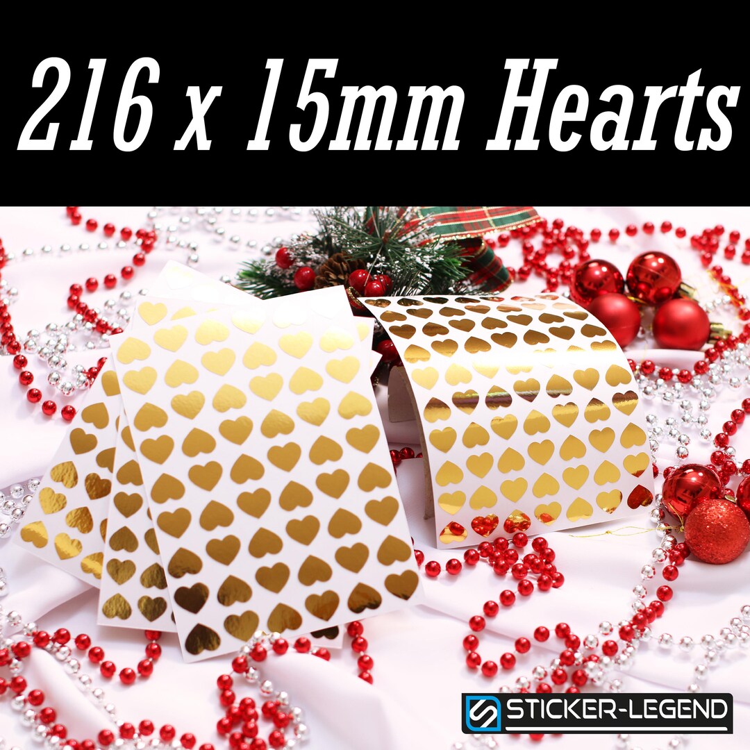Gold Chrome Heart Stickers | Shiny Gift Stickers | Christmas, St ...