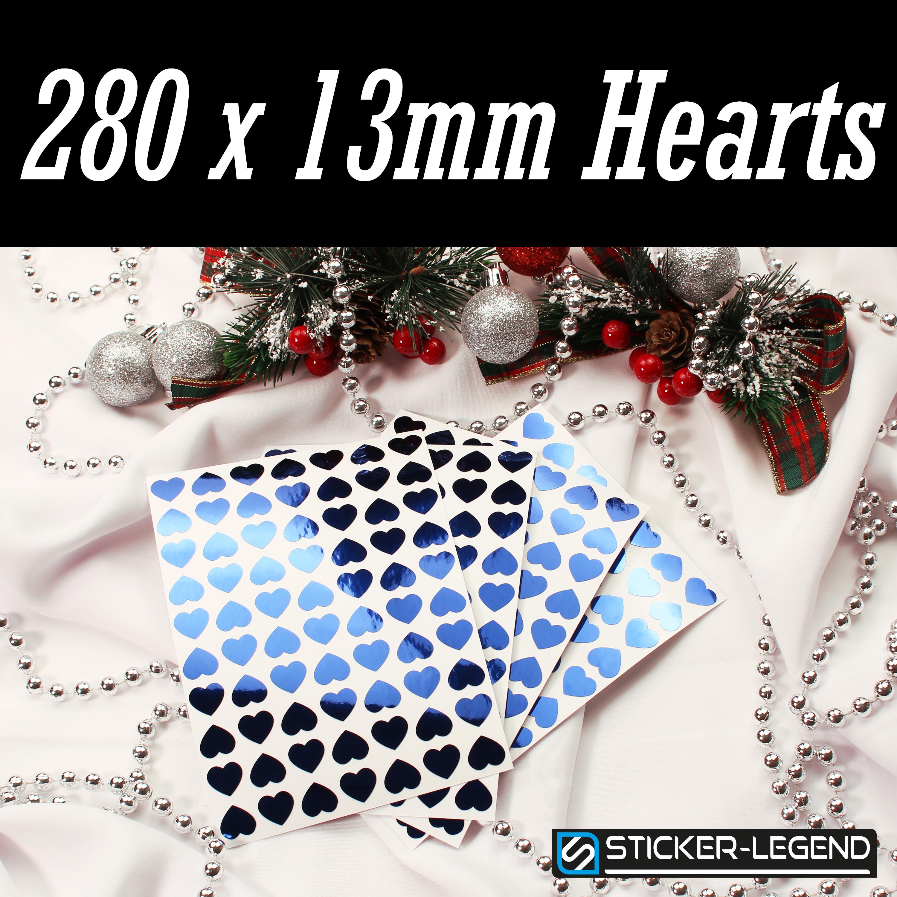 Shiny Blue Chrome Heart Stickers - Ideal for Christmas, Weddings, and ...