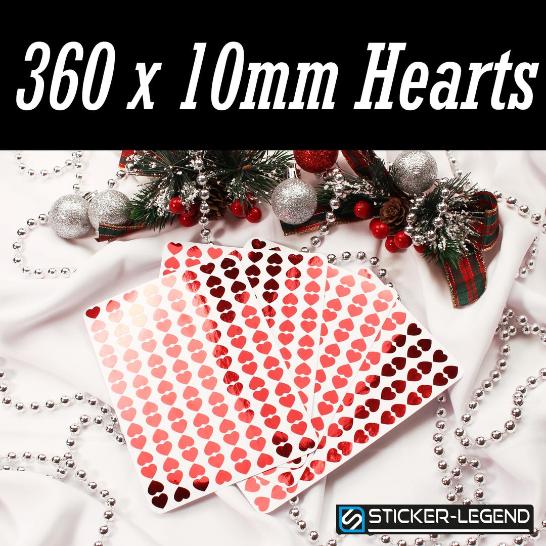 Sparkling Red Heart Stickers Set - Ideal for Christmas, Weddings, and ...