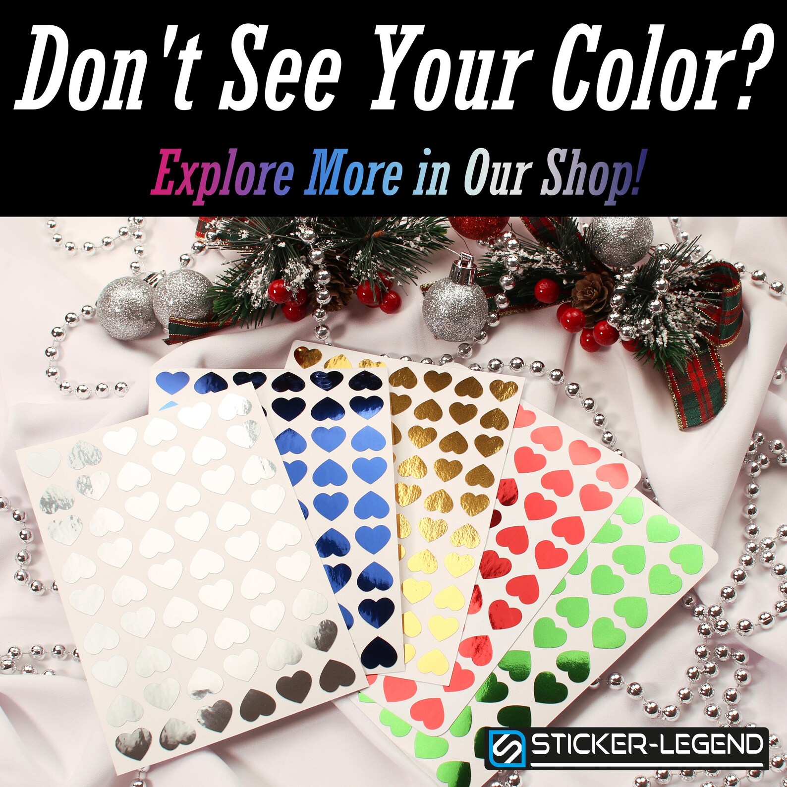 Shiny Blue Chrome Heart Stickers - Ideal for Christmas, Weddings, and ...