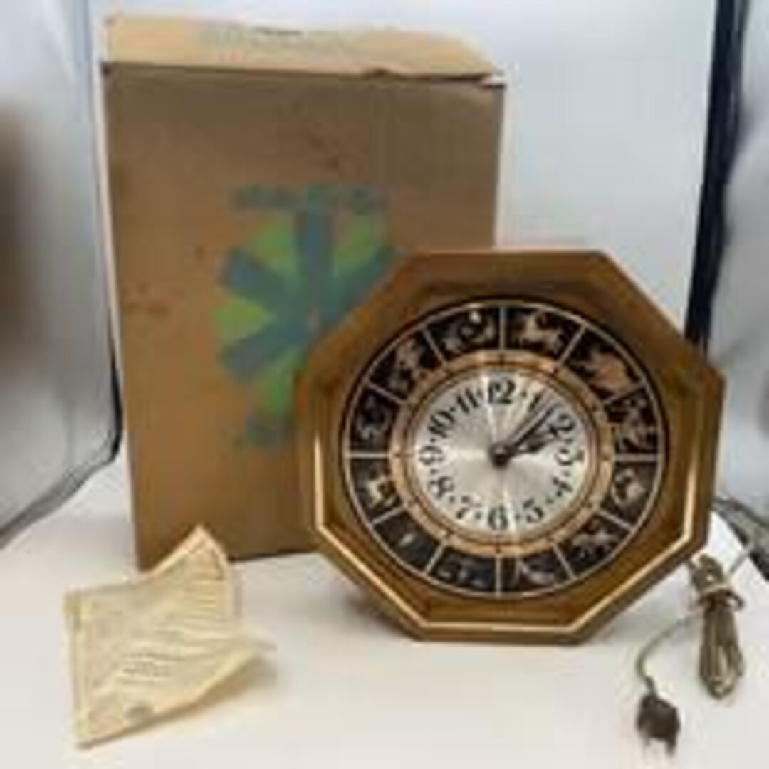 Horoscope Zodiac Spartus Electric Calendar Astrology Wall Clock Vintage ...