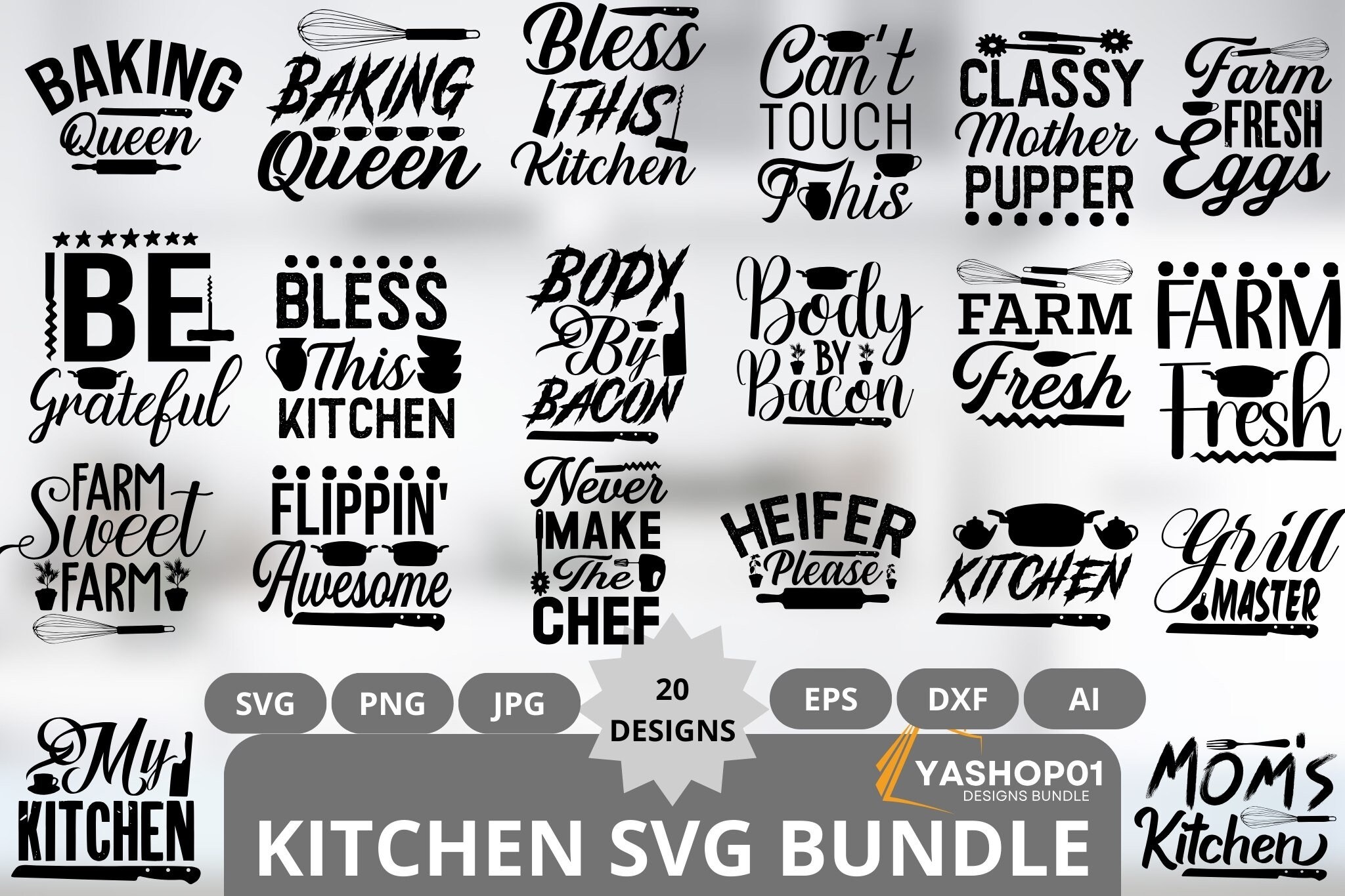 Baking Svg Bundle, Kitchen Svg,baking Queen Baking King Svg,farmhouse ...