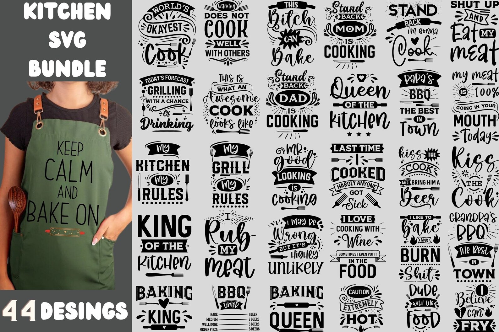 44 Kitchen Svg Bundle Png Baking Svg Kitchen Towel Svg Charcuterie ...