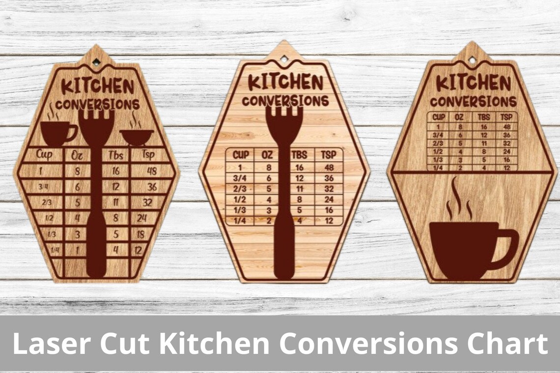 Laser Cut Kitchen Conversions Chart, Kitchen Chart Svg, Kitchen ...