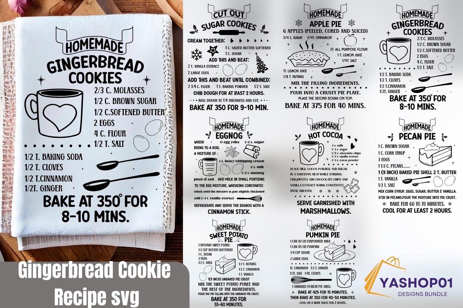 Recipe SVG, Kitchen SVG Bundle, Chocolate Chip Cookie Recipe SVG ...