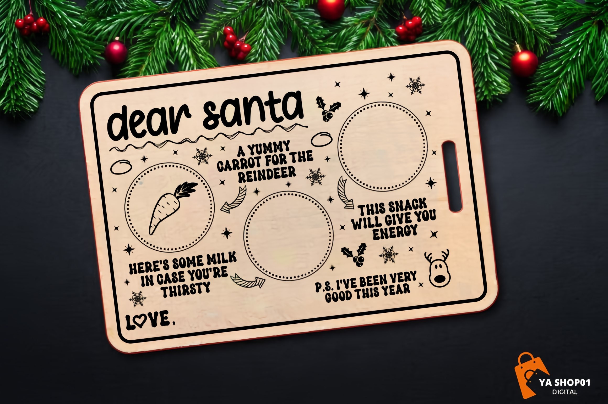 Dear Santa Tray SVG Bundle, Treat for Santa Tray Glowforge Laser File ...