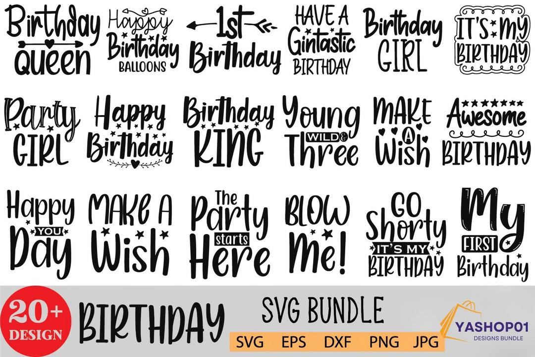 Birthday Doodle SVG Bundle, Birthday SVG, Birthday Girl Svg,birthday ...