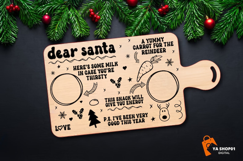Dear Santa Tray SVG Bundle, Treat for Santa Tray Glowforge Laser File ...
