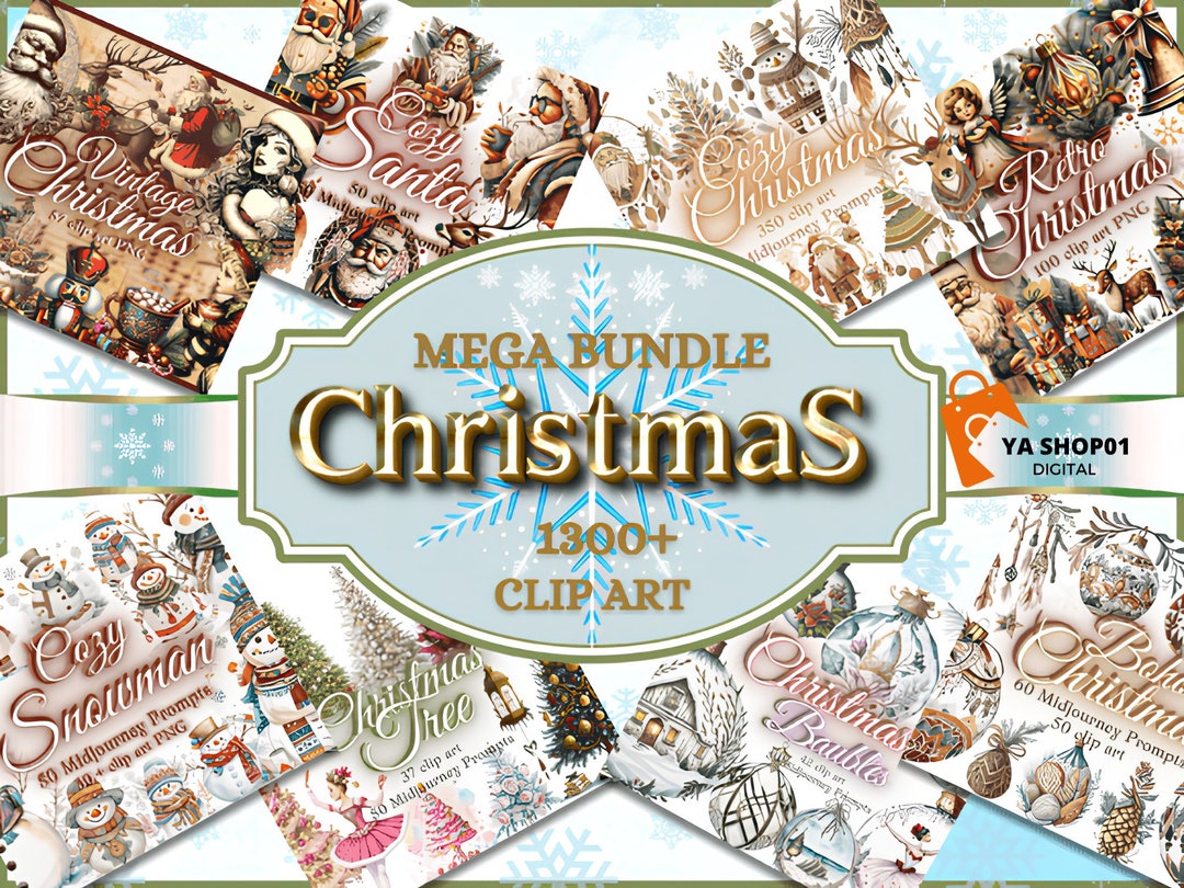Christmas Mega Bundle Clipart, Watercolor Winter Clip Art, Xmas Season ...