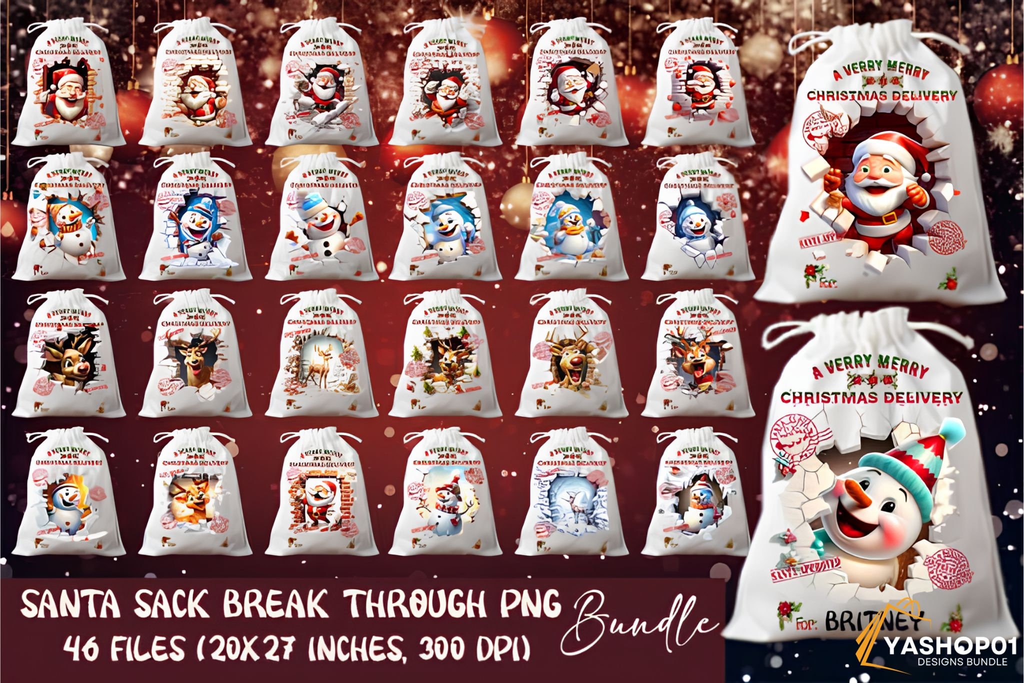 46 Bundle Santa Sack Designs Png, Christmas Sack Png, Merry Christmas ...