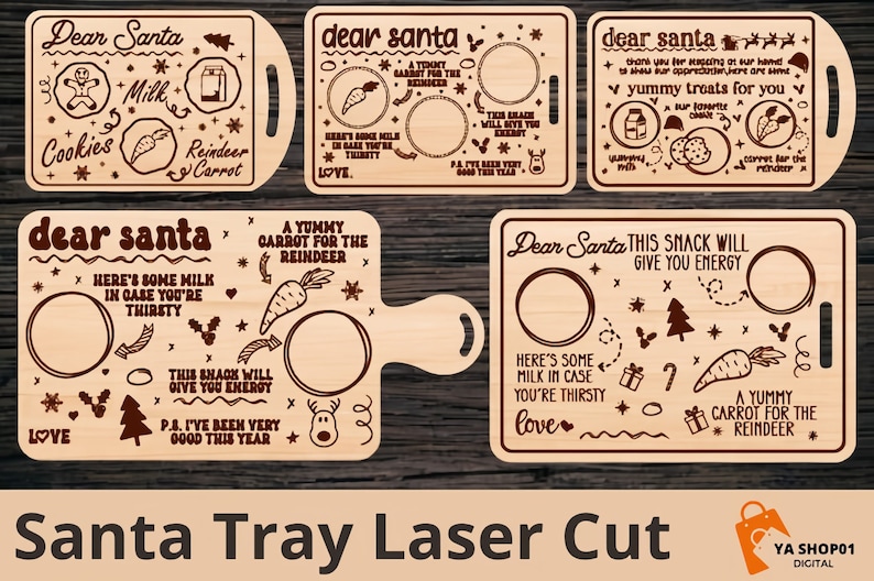 Dear Santa Tray SVG Bundle, Treat for Santa Tray Glowforge Laser File ...
