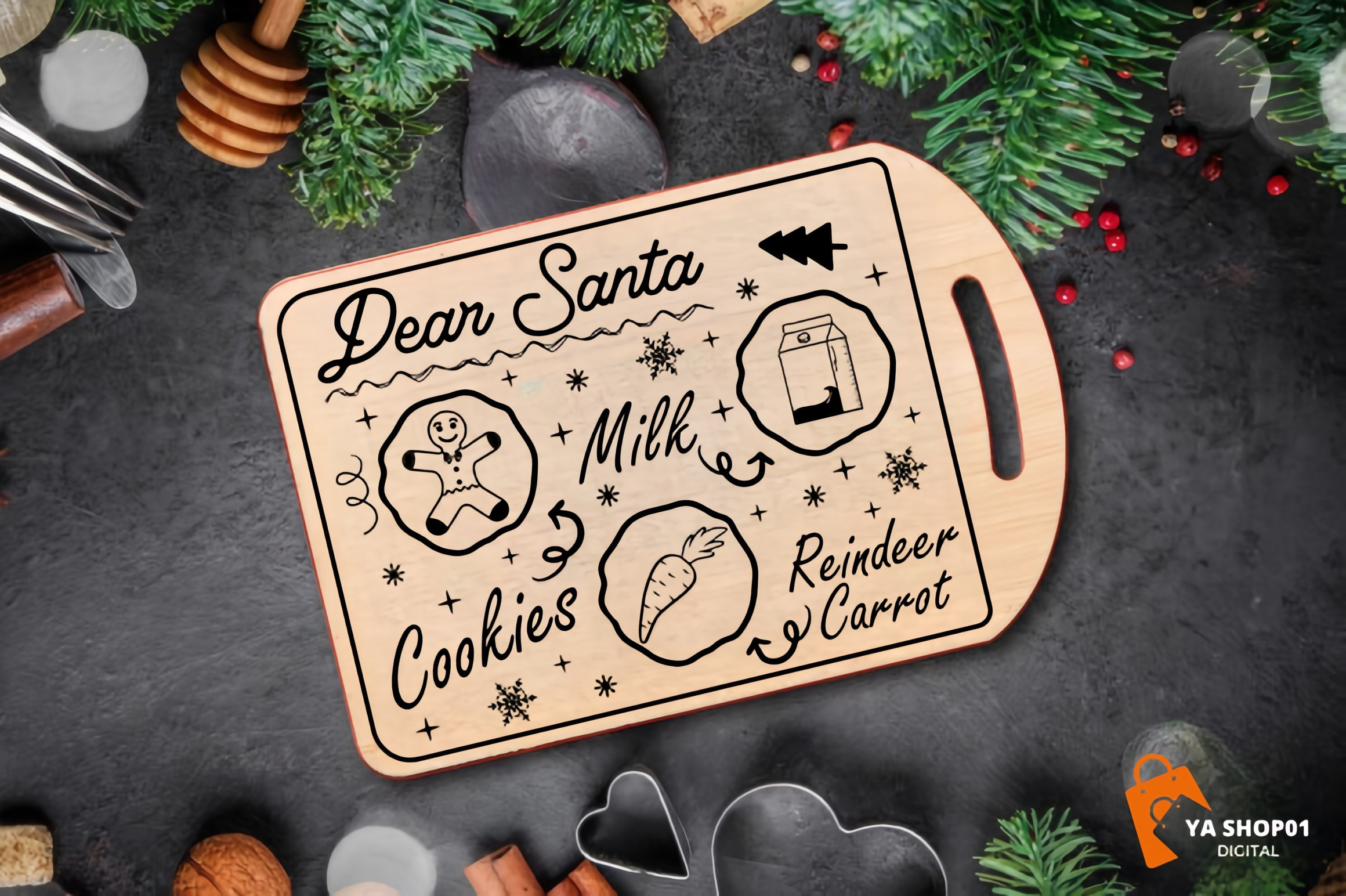 Dear Santa Tray SVG Bundle, Treat for Santa Tray Glowforge Laser File ...