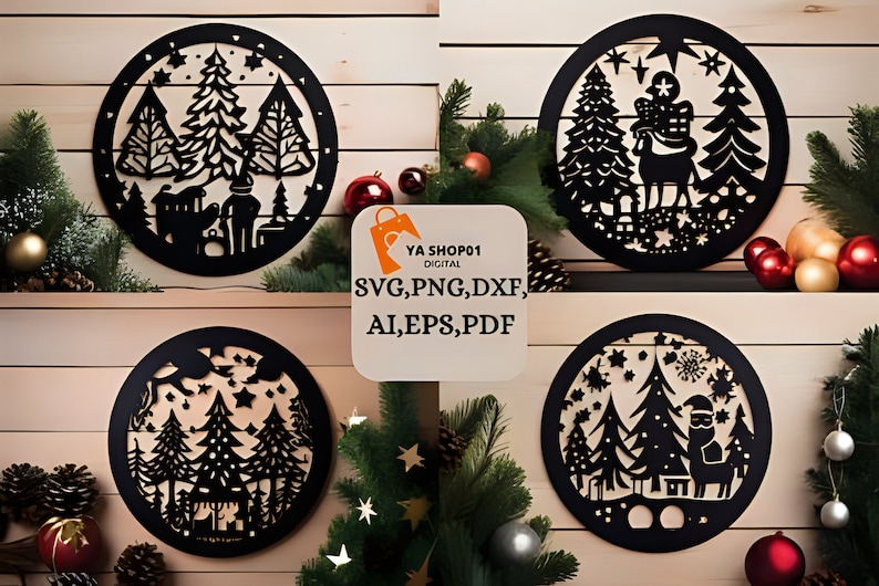 CNC Christmas Vector Files Bundle Vector Cdr Dxf Svg for Laser Cut Cnc ...