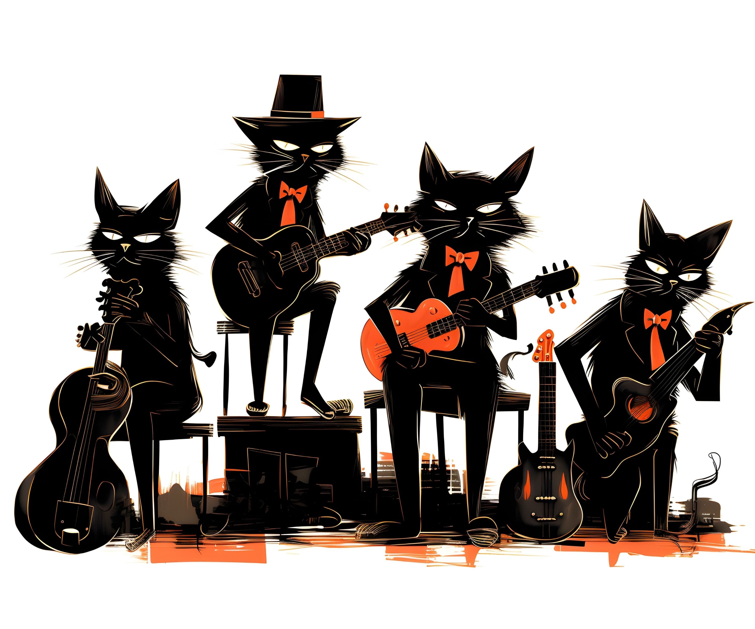 Cats Playing Jazz Tumbler Wrap 20oz Skinny Tumbler, Colorful Museum ...